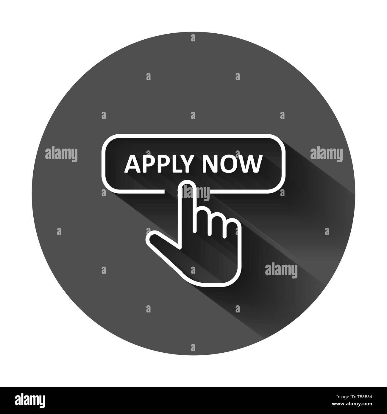 Apply now icon in flat style. Finger cursor vector illustration on ...
