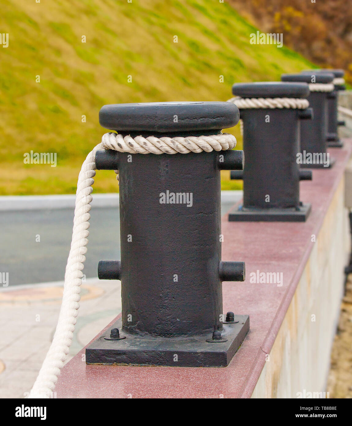 Bollards on quay for mooring hi-res stock photography and images - Alamy