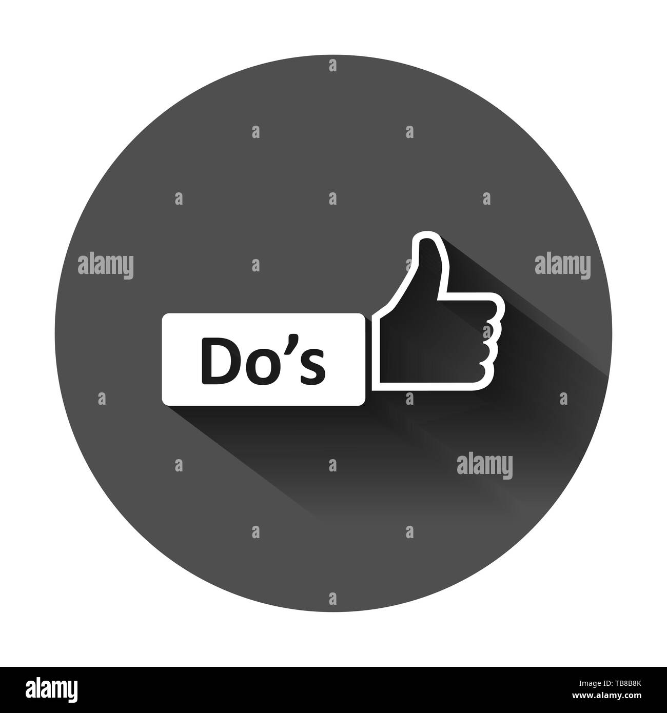 Do's sign icon in flat style. Like vector illustration on black round ...
