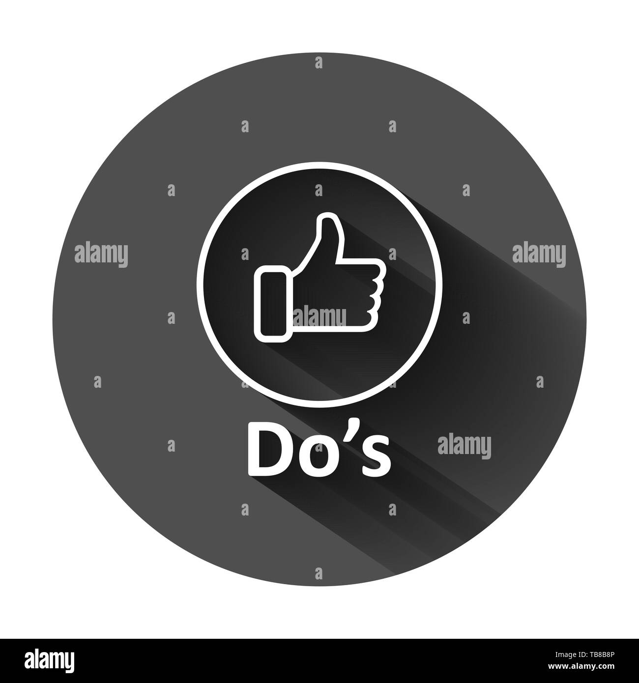 Do's sign icon in flat style. Like vector illustration on black round ...