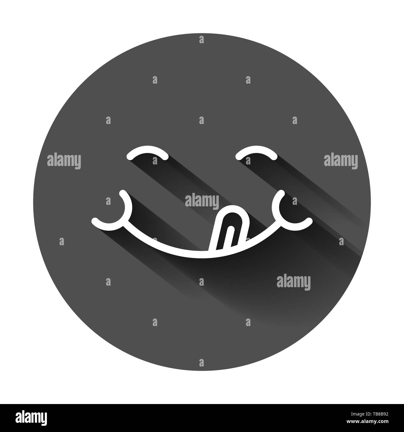 Smile face icon in flat style. Tongue emoticon vector illustration on ...