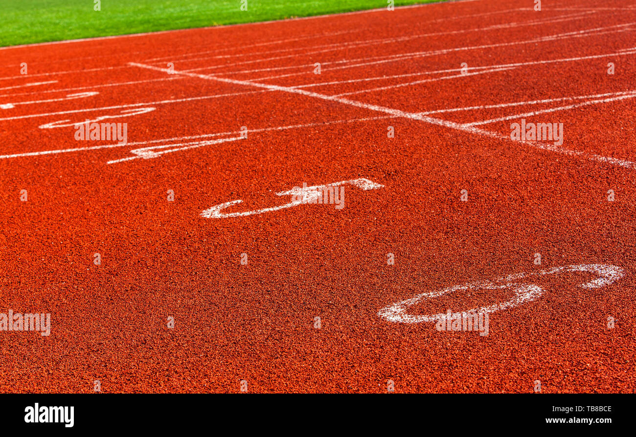 red markings on the racetrack at the stadium Stock Photo - Alamy