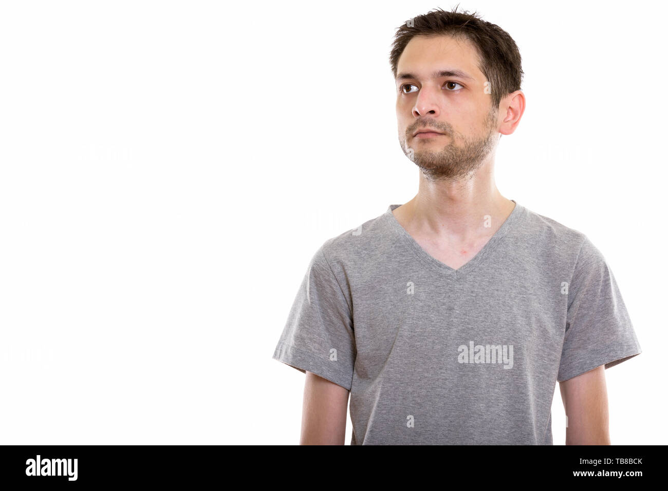 Studio portrait of man isolated against white background Stock Photo ...
