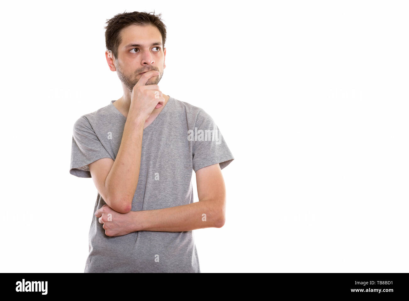 Studio portrait of man isolated against white background Stock Photo ...