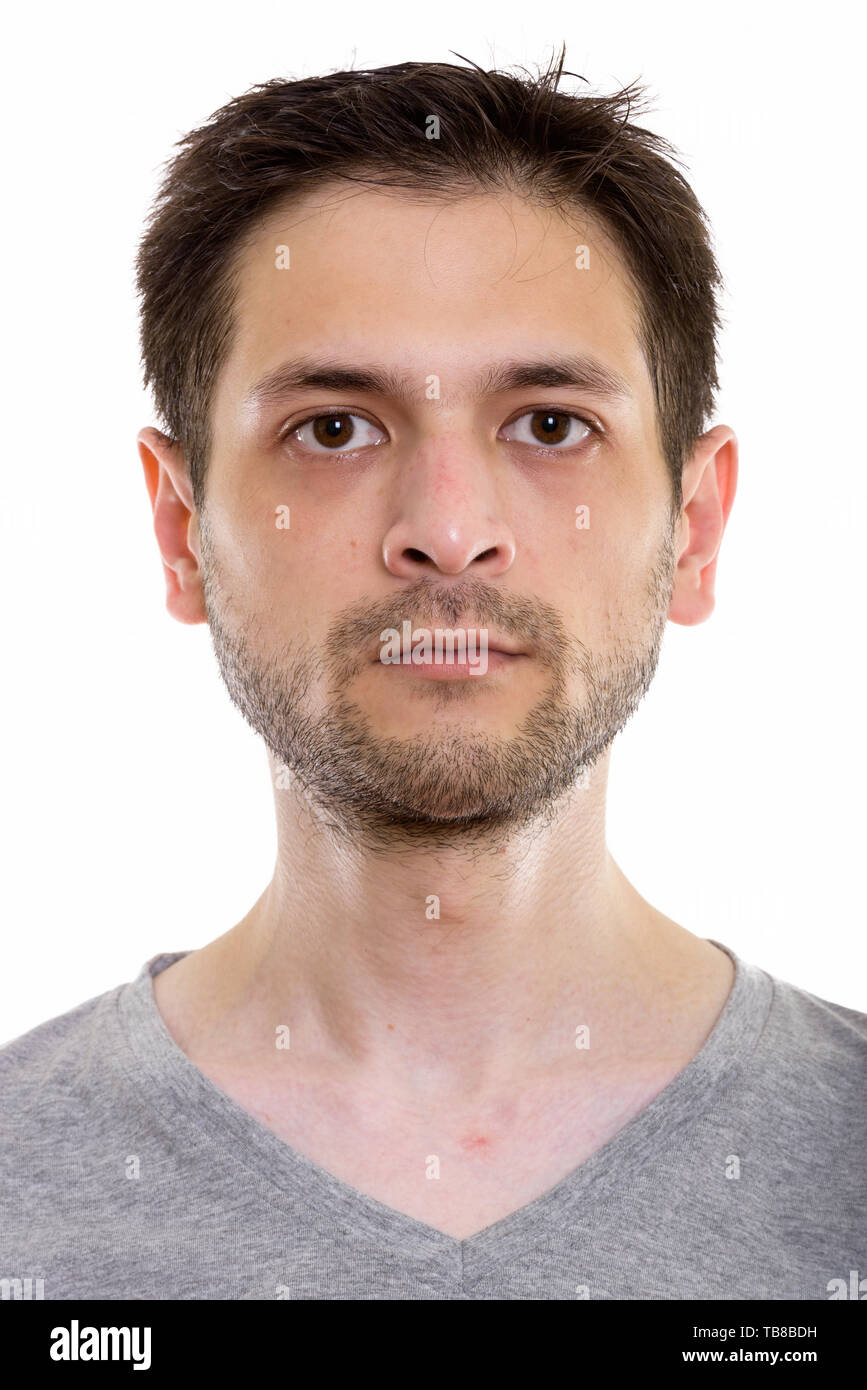 Studio portrait of man isolated against white background Stock Photo ...
