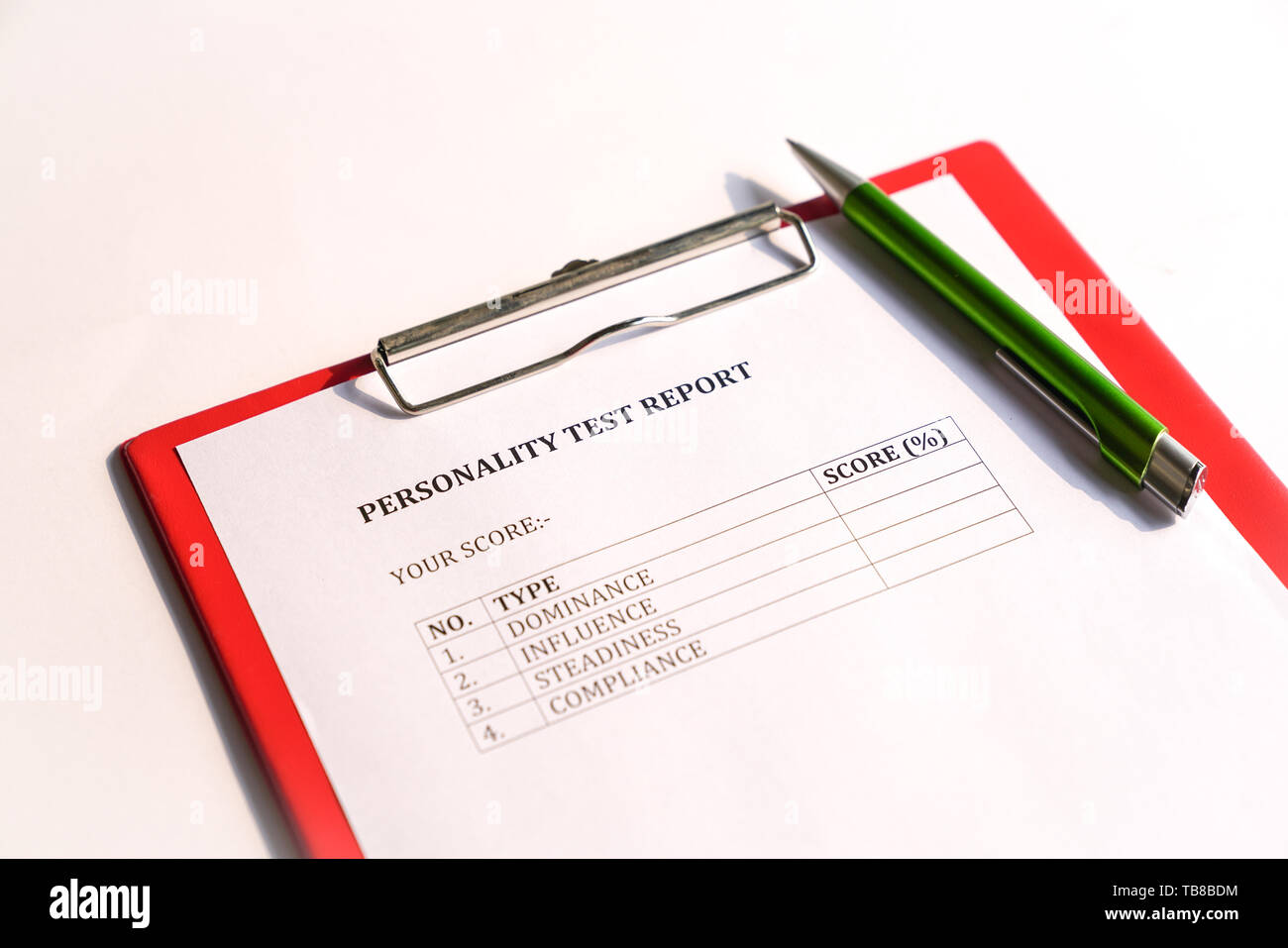 Personality test or assessment form as part of job interview screening ...