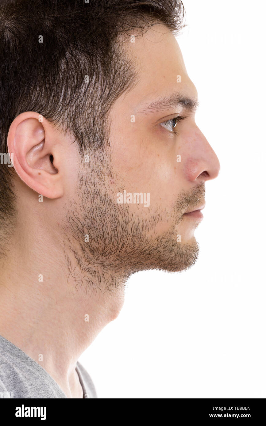 Studio portrait of man isolated against white background Stock Photo ...