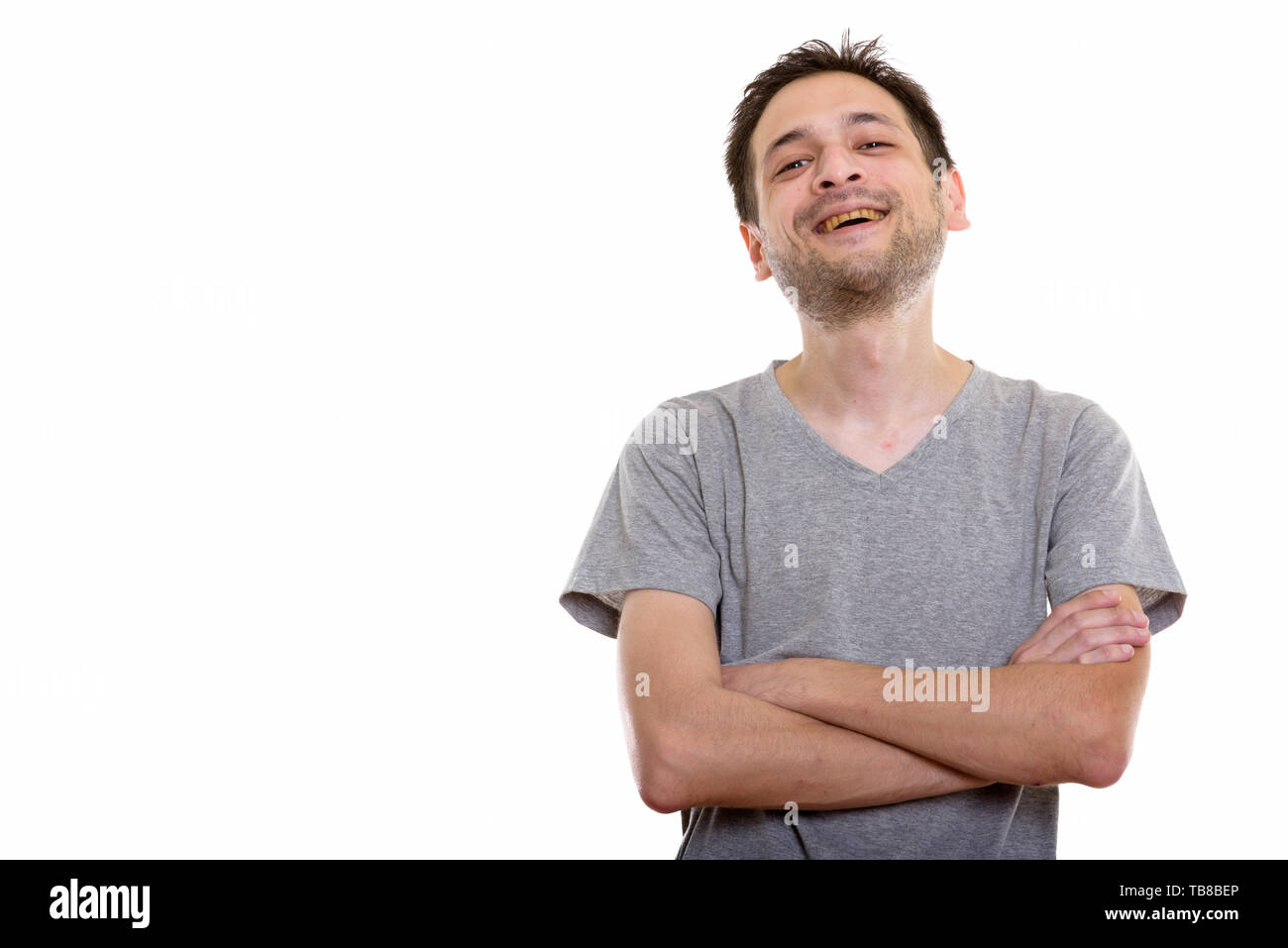 Studio portrait of man isolated against white background Stock Photo ...