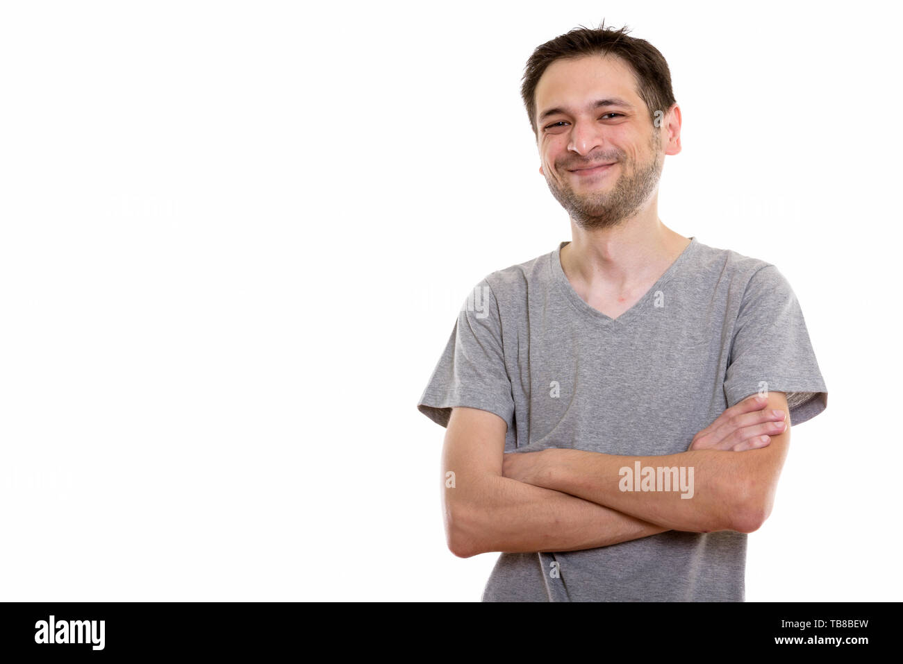 Studio portrait of man isolated against white background Stock Photo ...