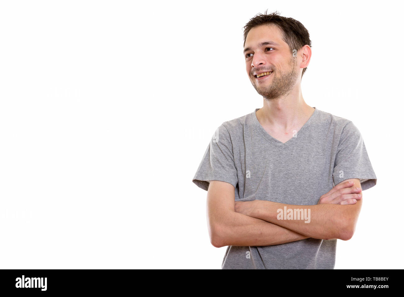 Studio portrait of man isolated against white background Stock Photo ...