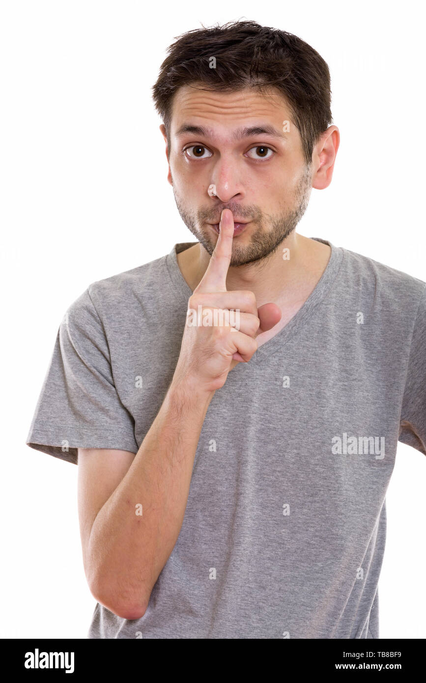 Studio portrait of man isolated against white background Stock Photo ...