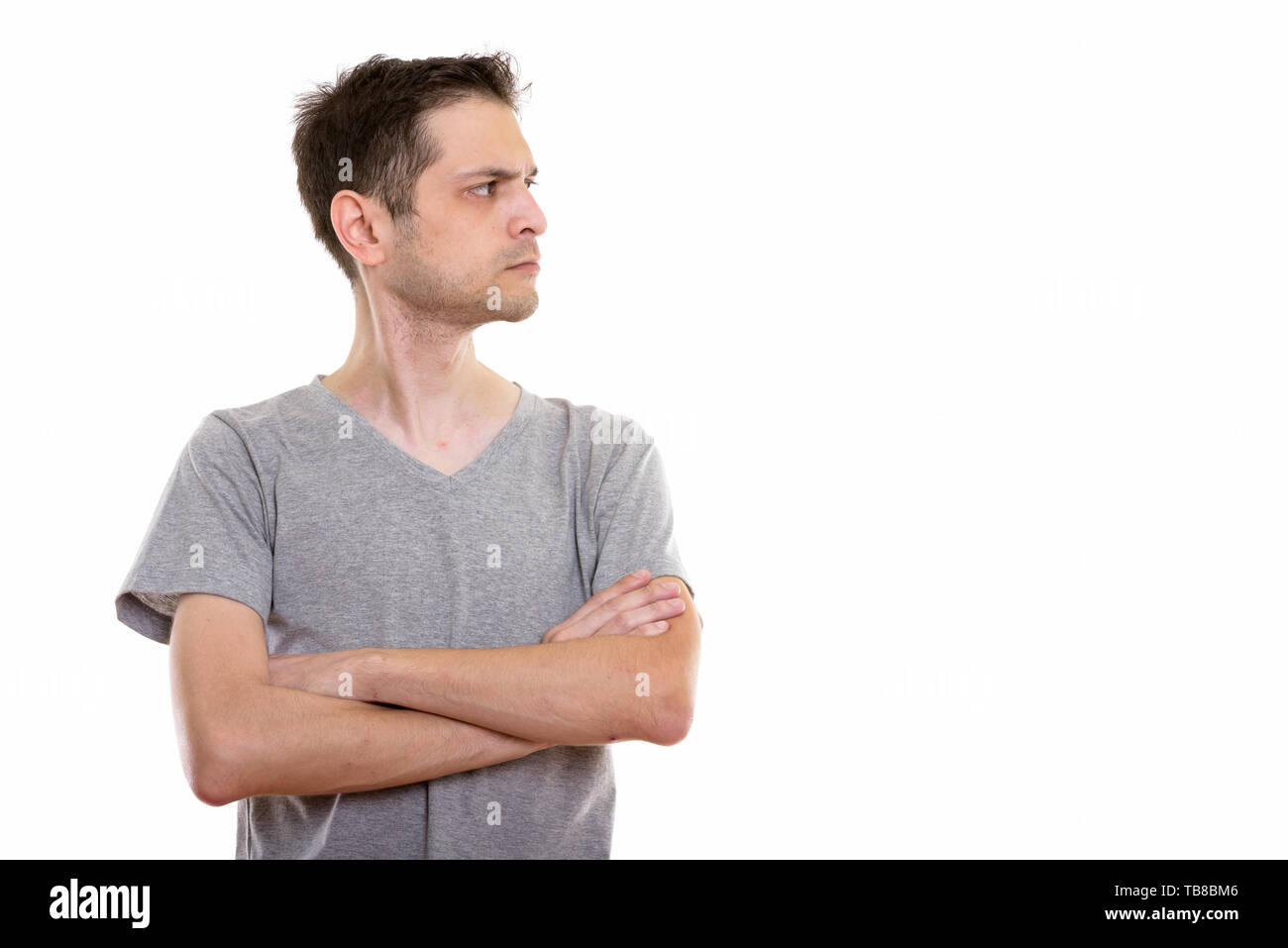 Studio portrait of man isolated against white background Stock Photo ...