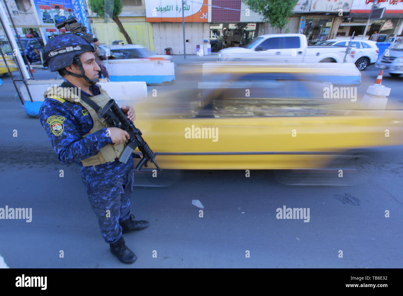 Baghdad, Iraq. 30th May, 2019. A member of the Iraqi federal police ...
