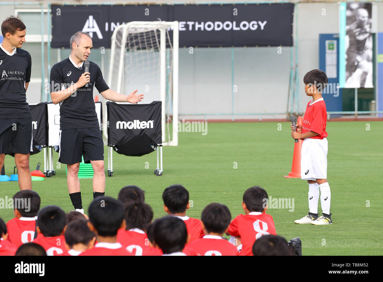 Andres Iniesta of Vissel Kobe attends his football academy "Iniesta's ...