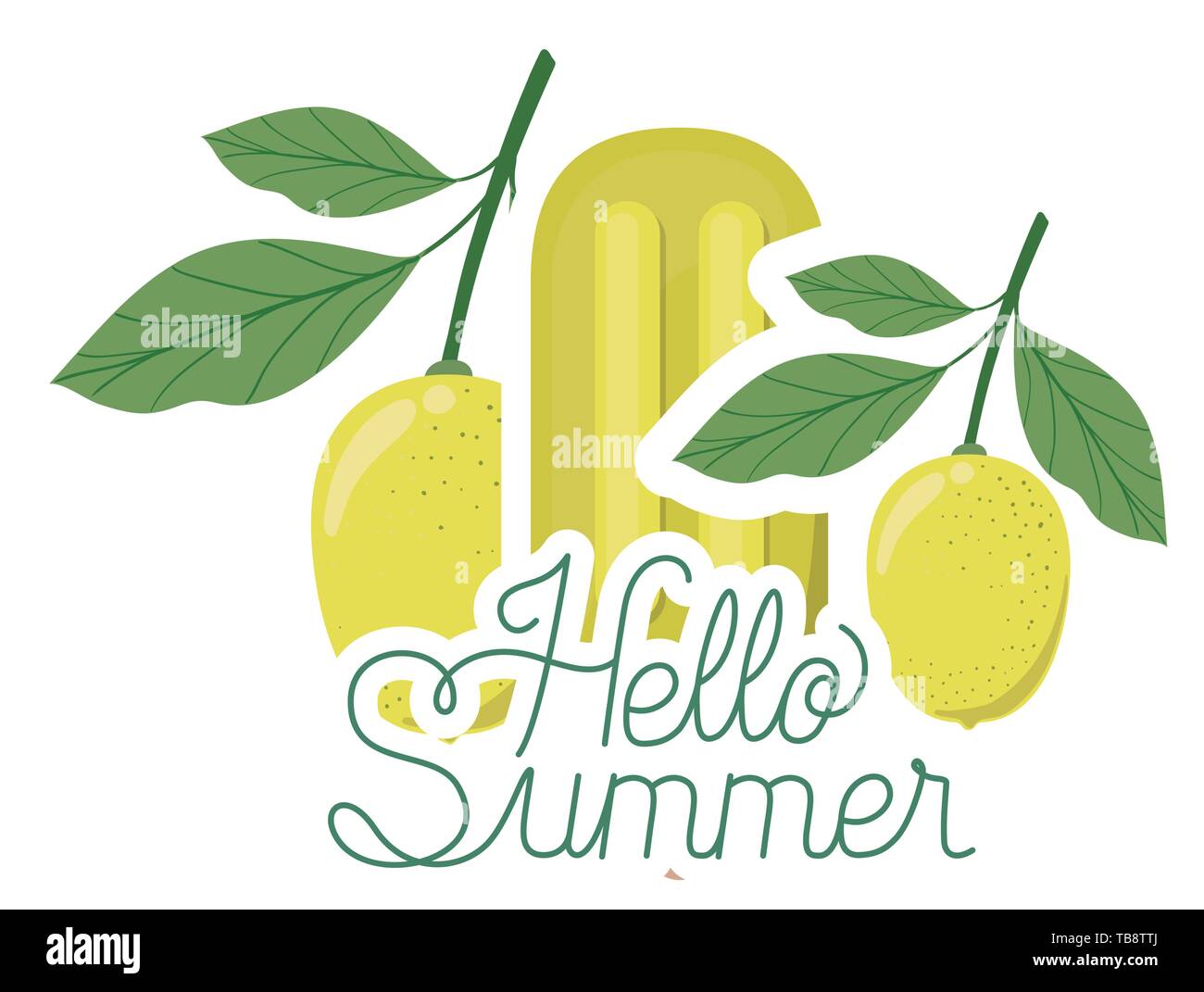 hello summer label with lemon ice cream Stock Vector Image & Art - Alamy