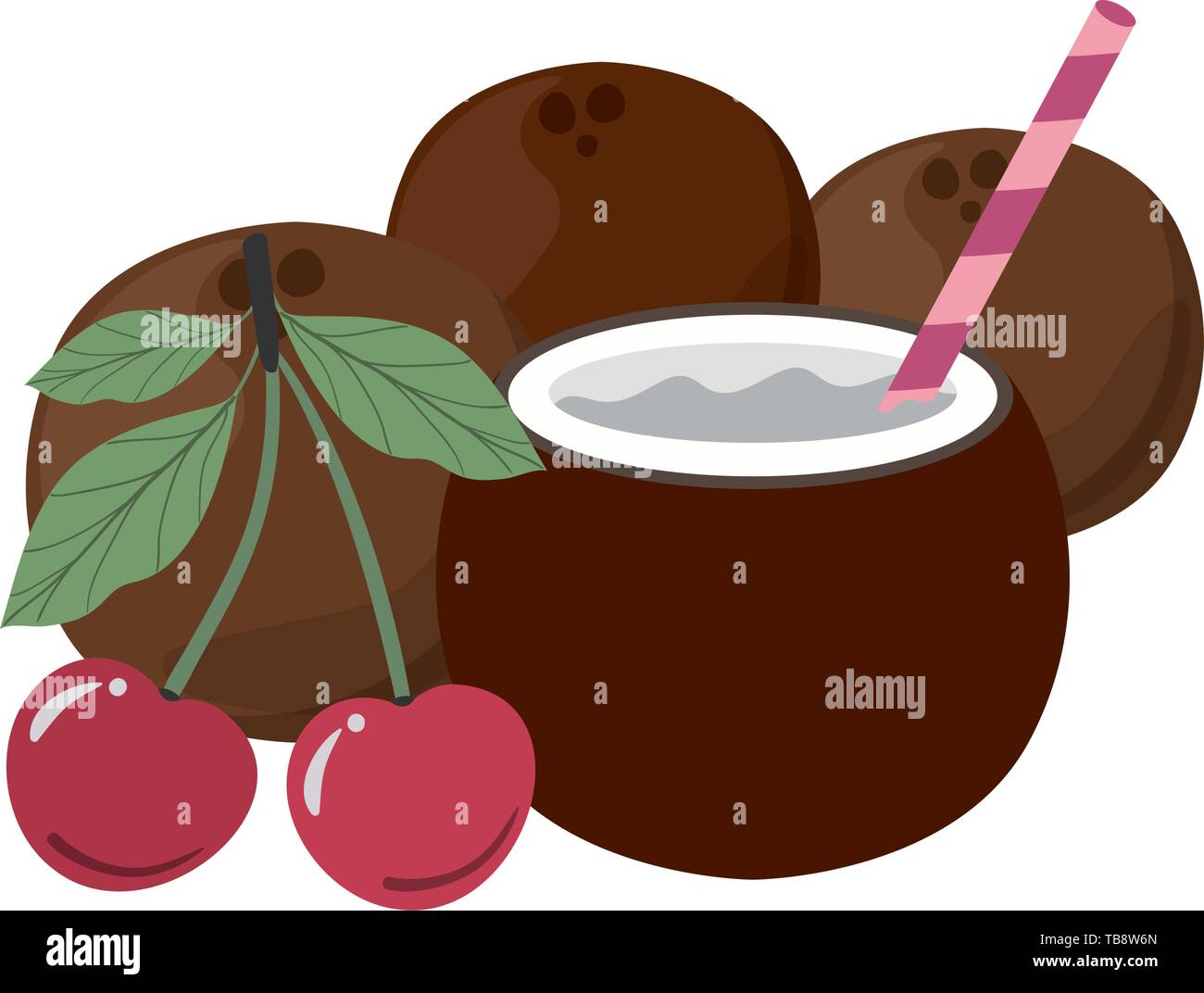 coconut water for summer heat on white background Stock Vector Image ...