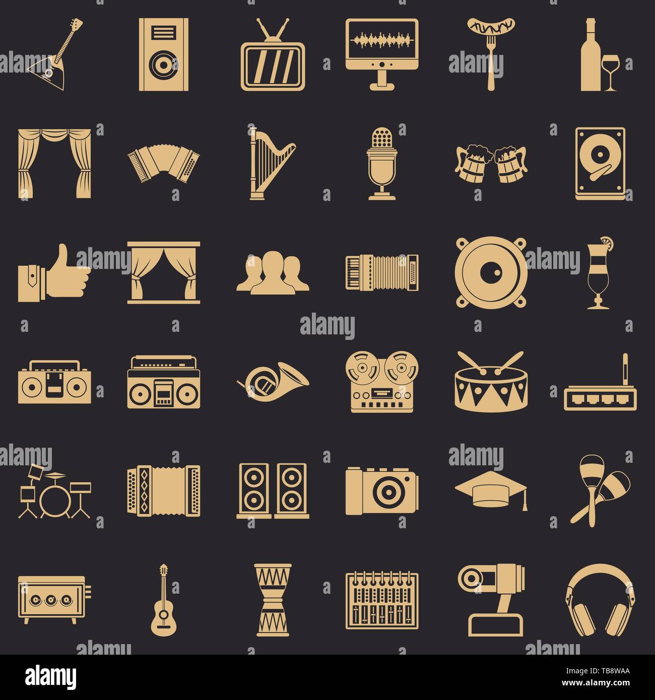Audiosystem icons set, simple style Stock Vector Image & Art - Alamy