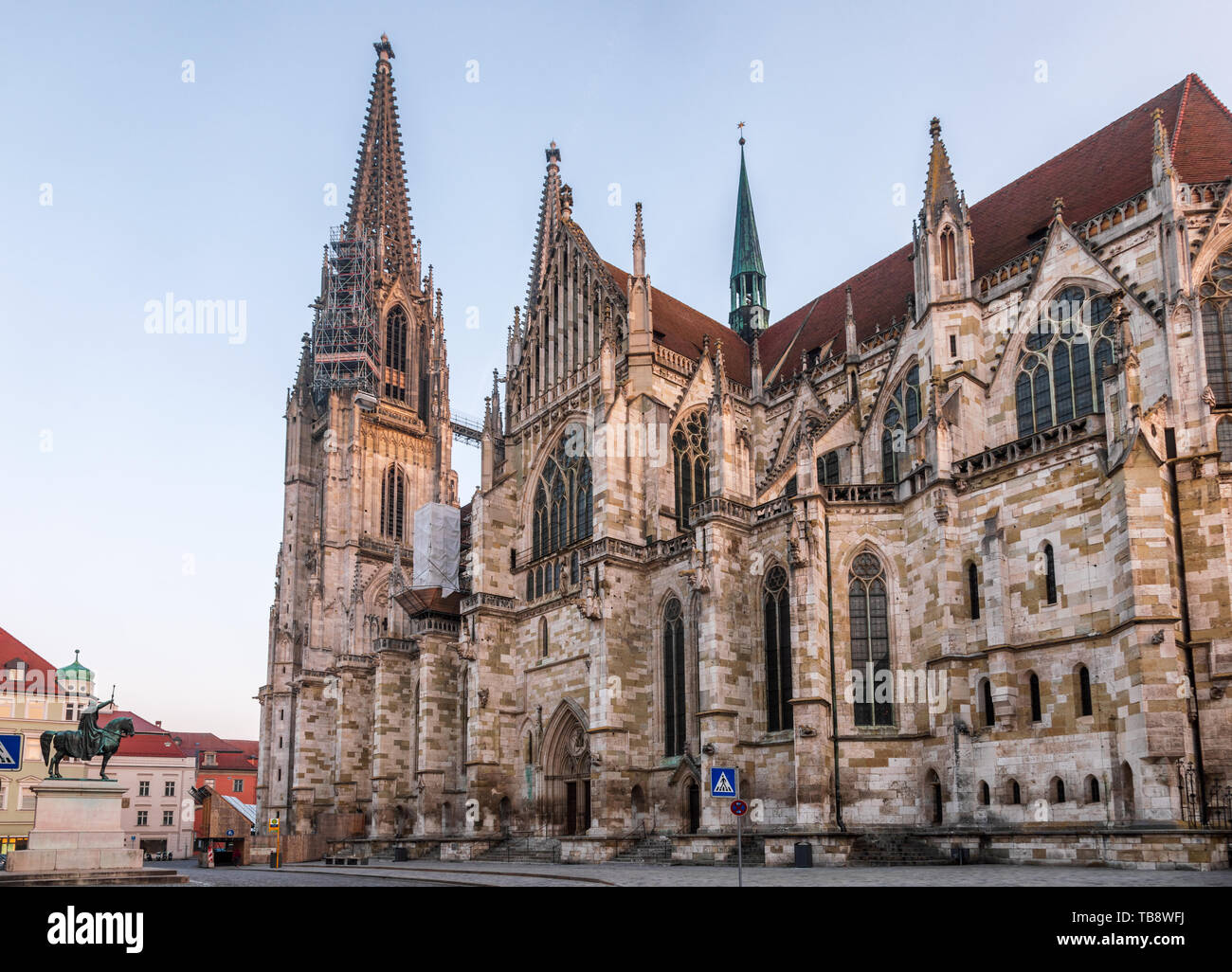 Regensburg cityscape with the St. Peter's Cathedral (Dom St. Peter or ...