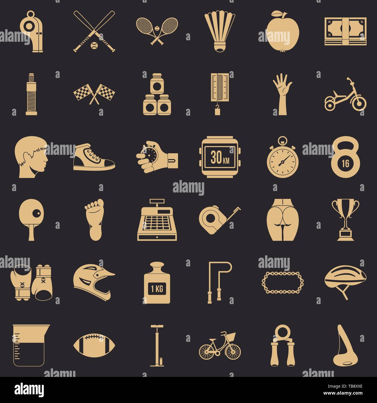 Exercise icons set, simple style Stock Vector Image & Art - Alamy