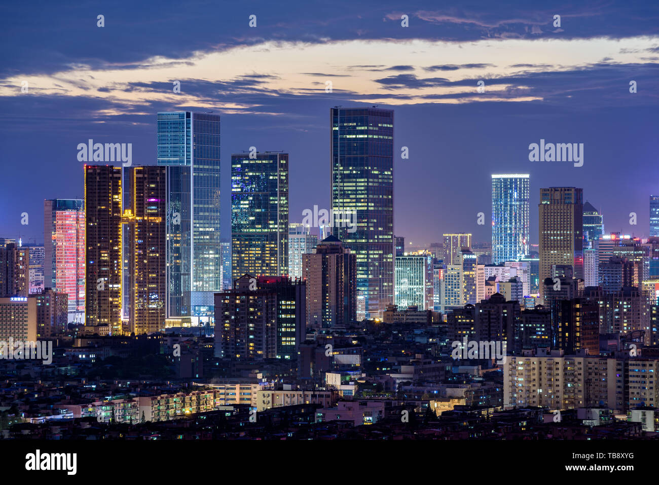 Night view of the urban skyline in Chengdu Stock Photo - Alamy