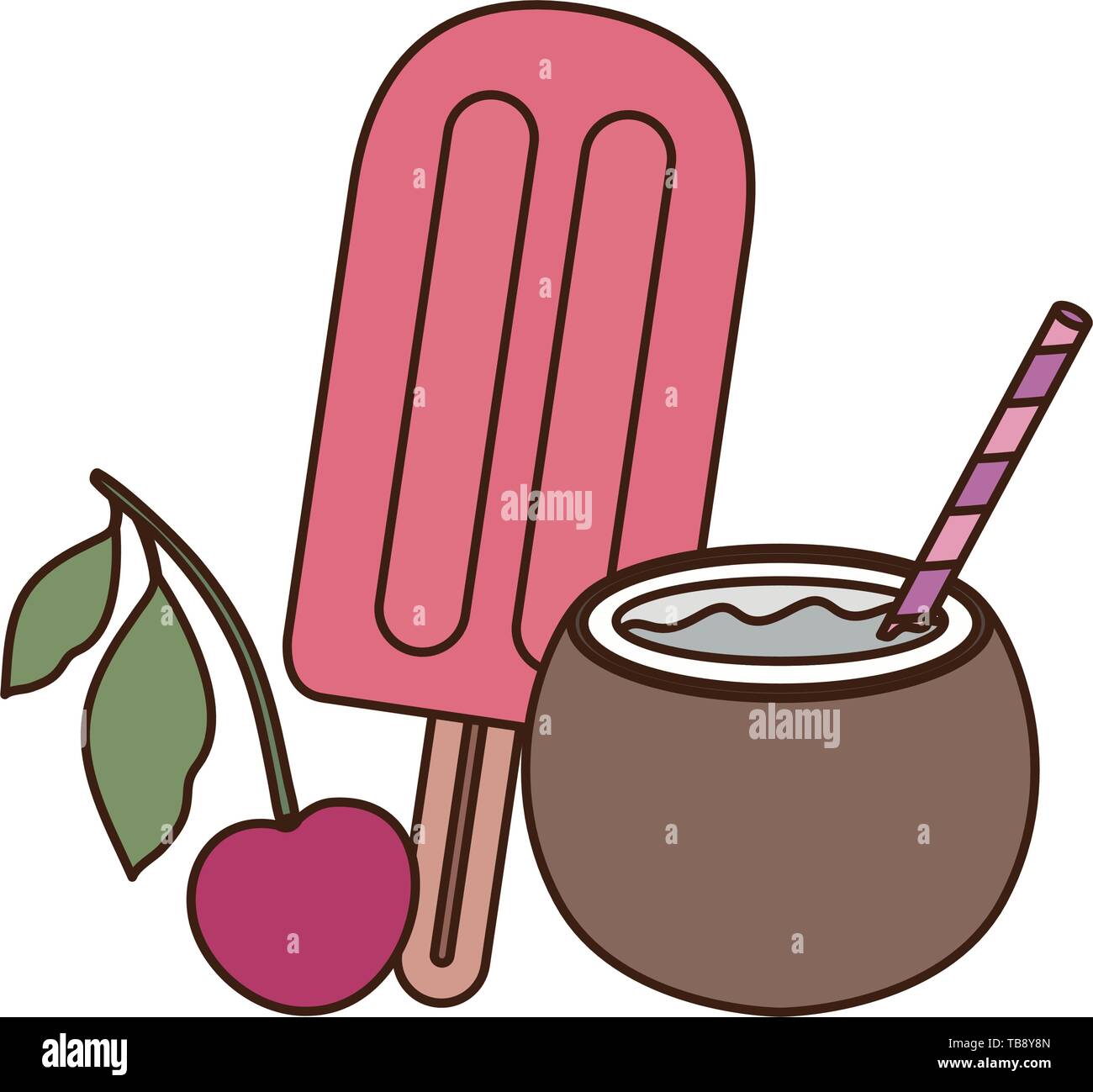 Coconut frozen ice cream Stock Vector Images - Alamy