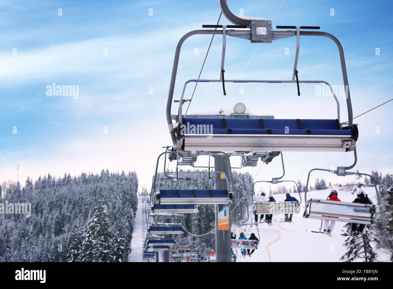 Ski lift at mountain resort Stock Photo - Alamy