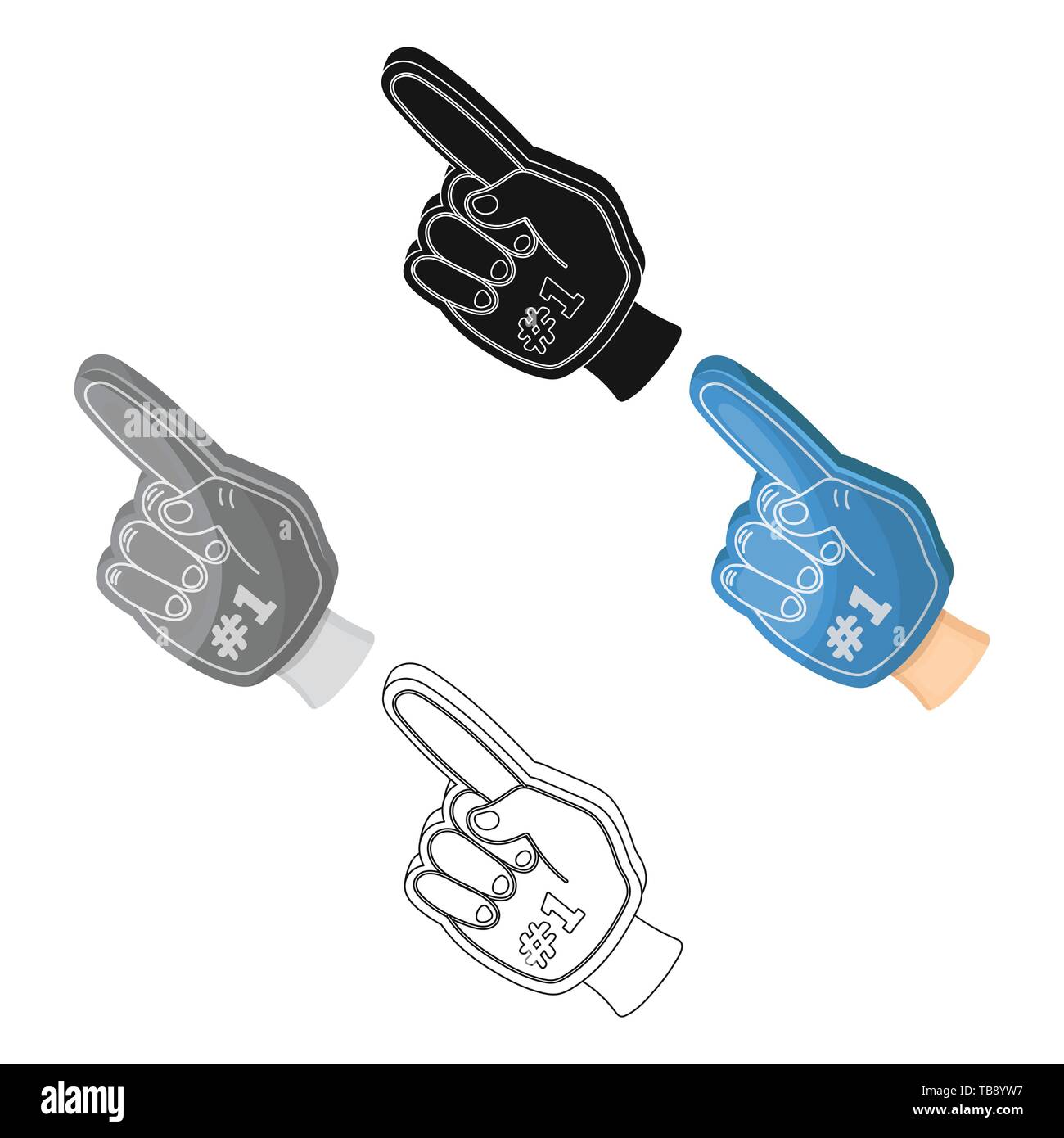 Number one is the fan s glove.Fans single icon in cartoon,black vector ...
