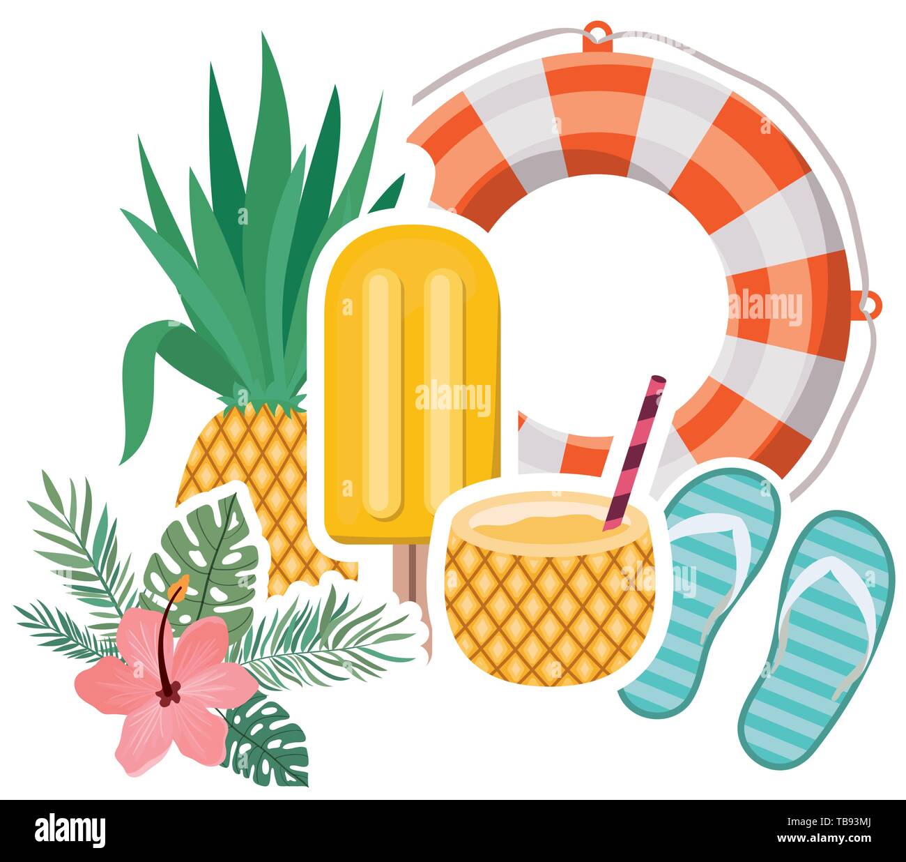 summer objects in white background Stock Vector Image & Art - Alamy