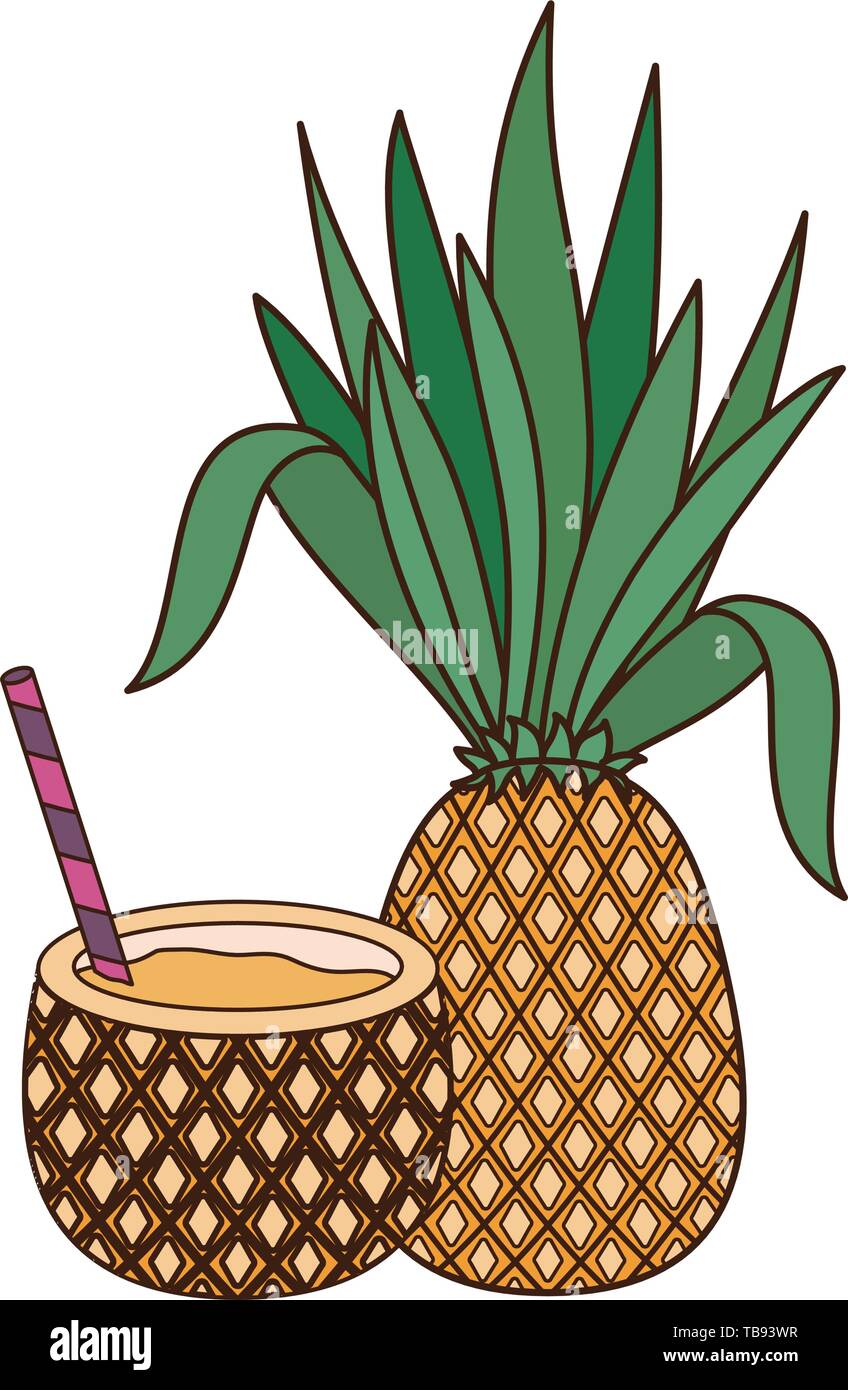pineapple cocktail for summer on white background Stock Vector Image ...