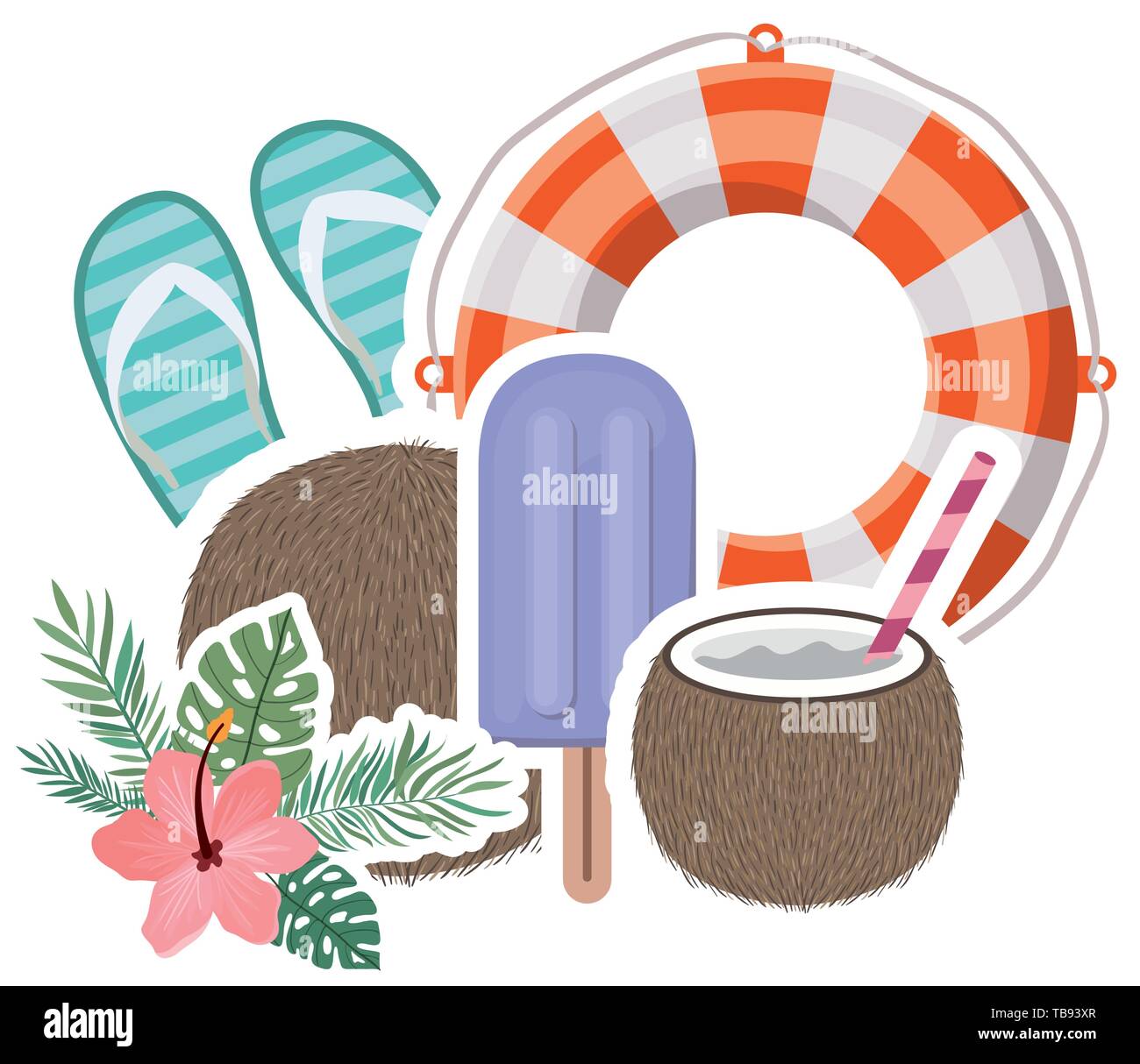 summer objects in white background Stock Vector Image & Art - Alamy