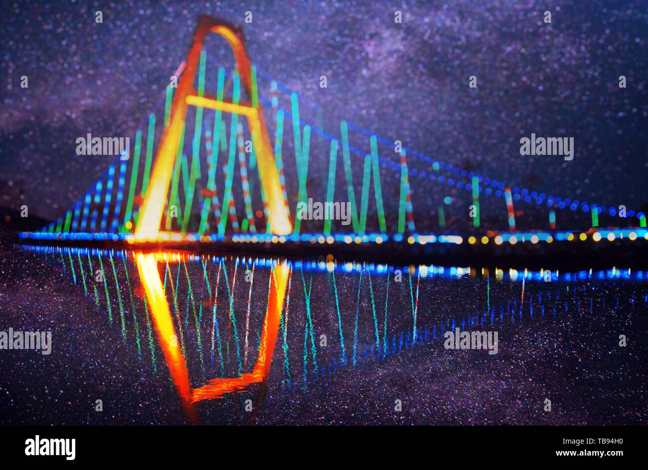 Bridge under the night sky Stock Photo - Alamy