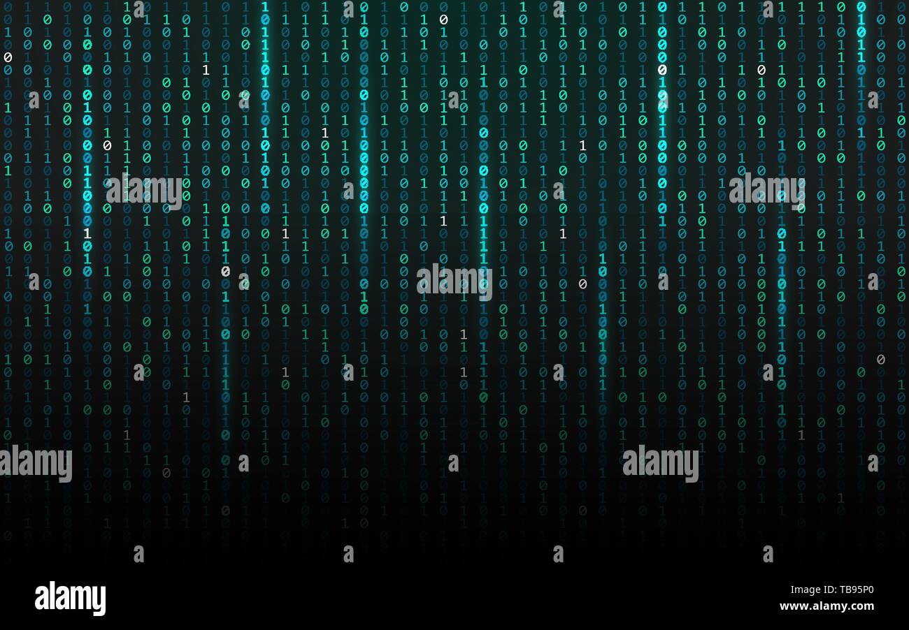 Matrix Background Streaming Binary Code Falling Digits On Dark Backdrop Data Concept