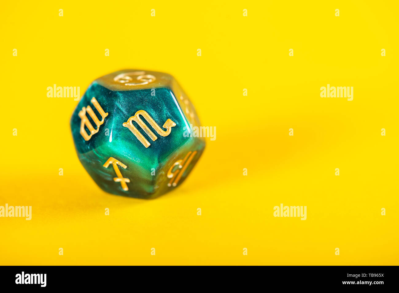 Astrology Dice with zodiac symbol of Scorpio Oct 23 - Nov 21 on Yellow ...