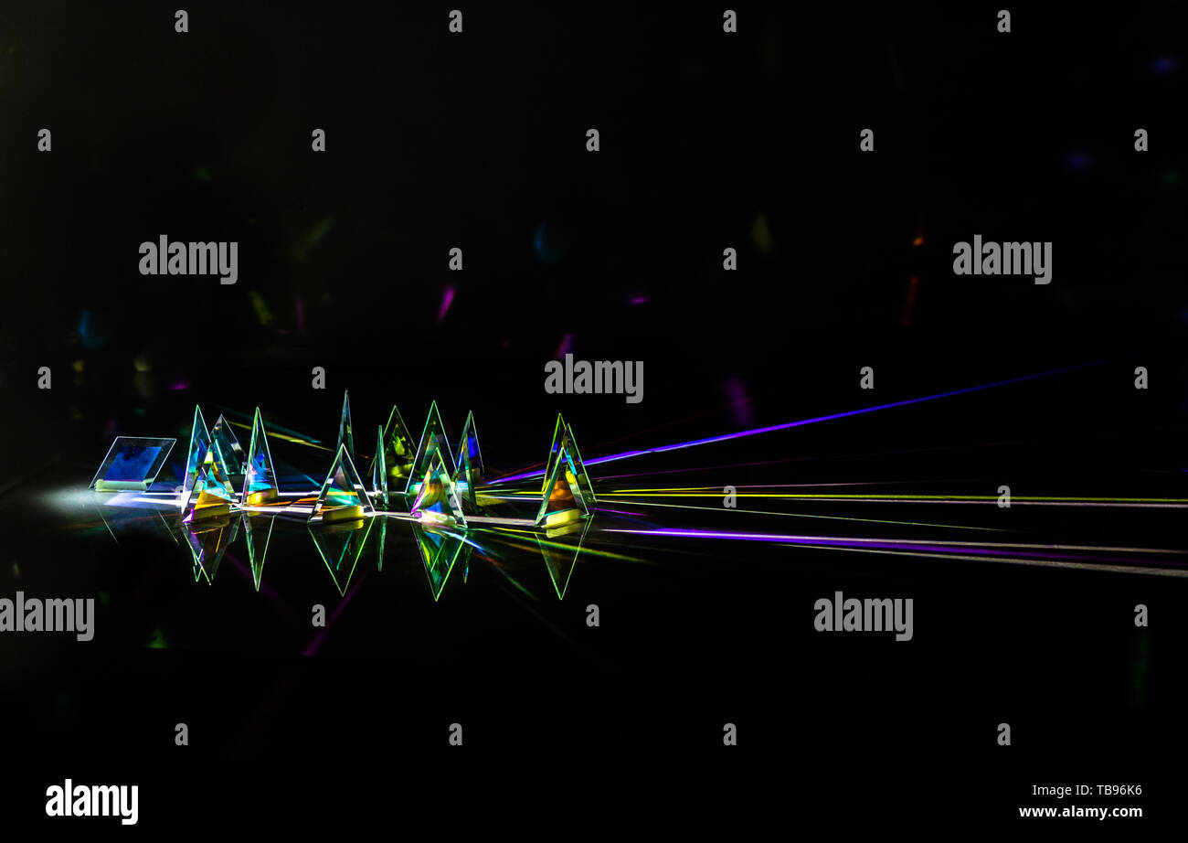Glass ice crystals ----Optical phenomena, dispersion of prism Stock ...