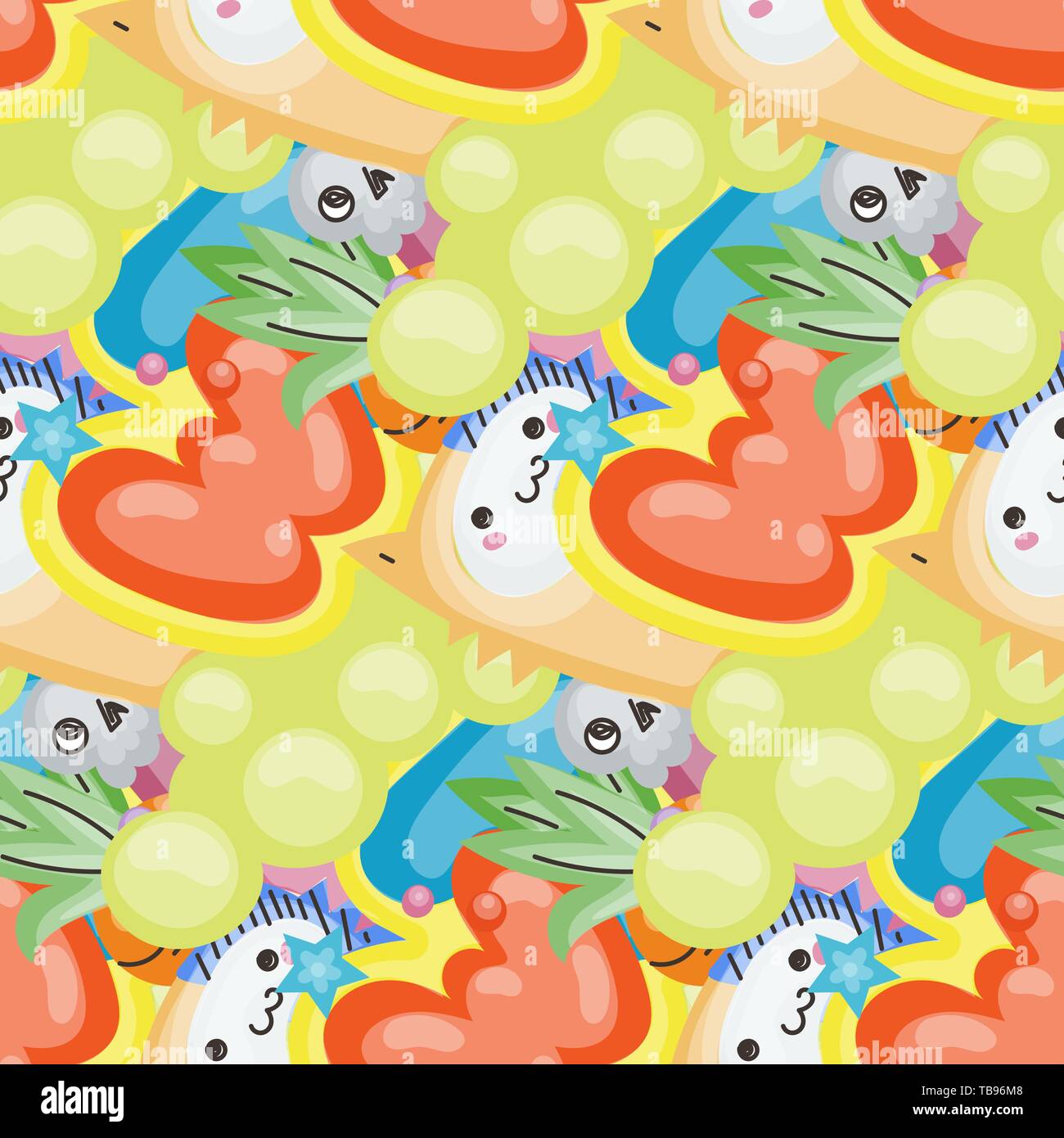 Seamless vector pattern with cute cartoon monsters and beasts. Nice for ...