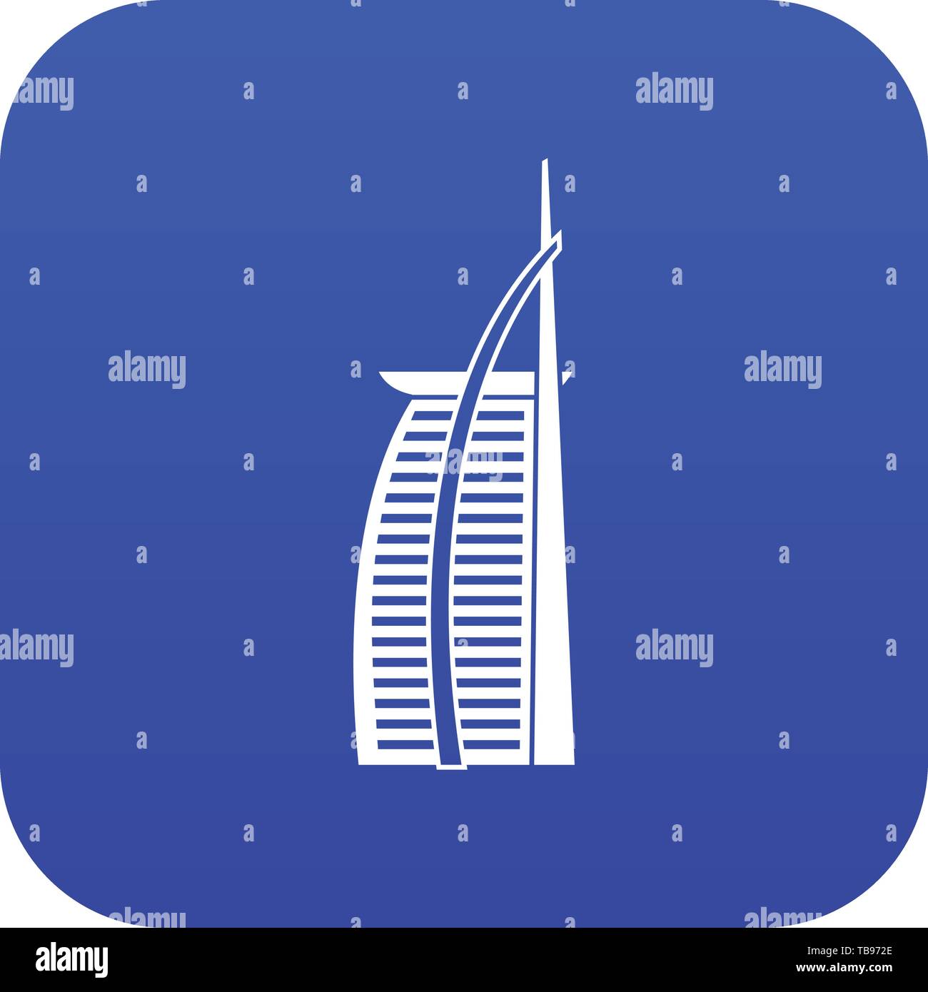 Hotel Burj Al Arab in United Arab Emirates icon digital blue Stock ...