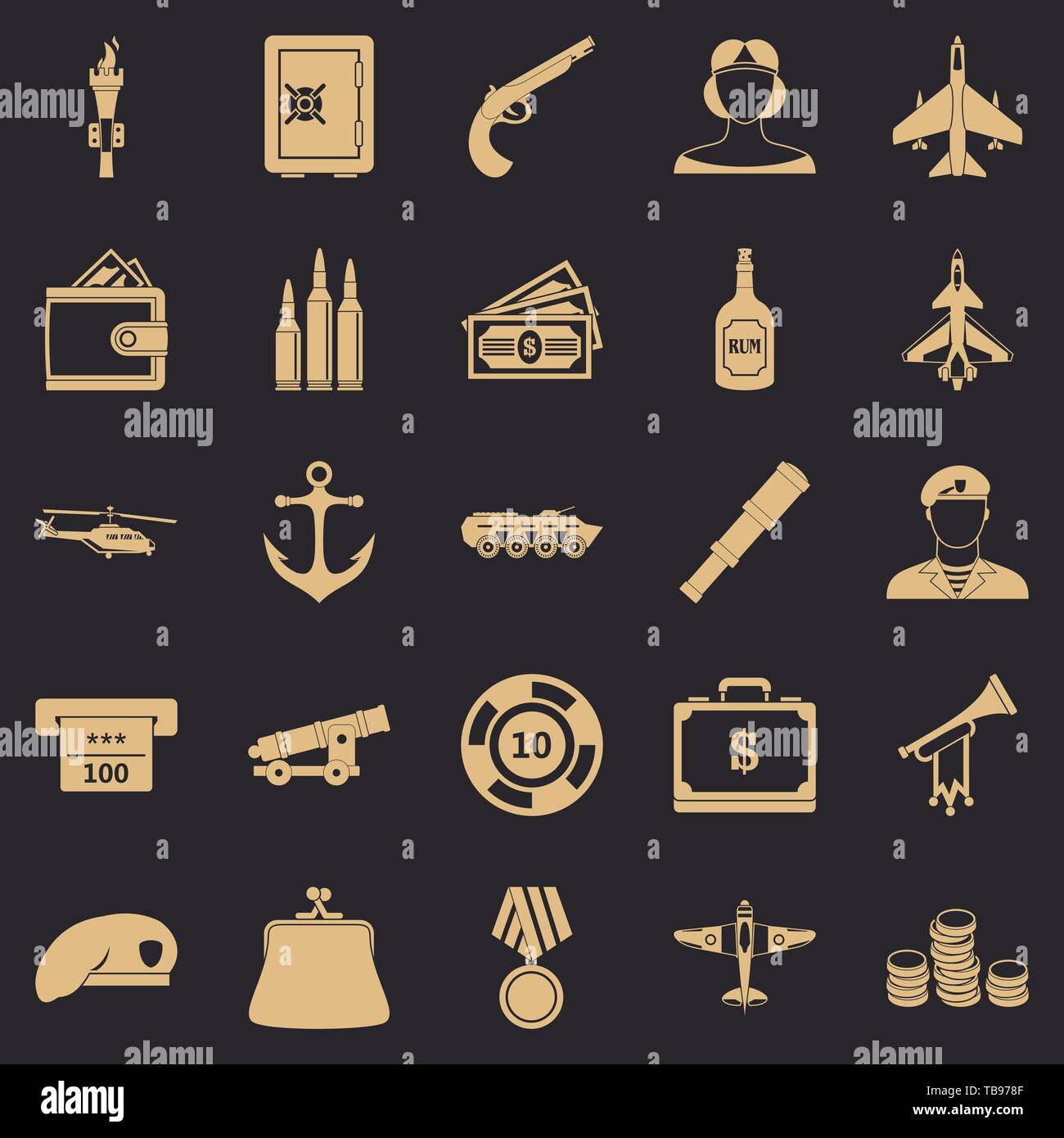 Militant icons set, simple style Stock Vector Image & Art - Alamy