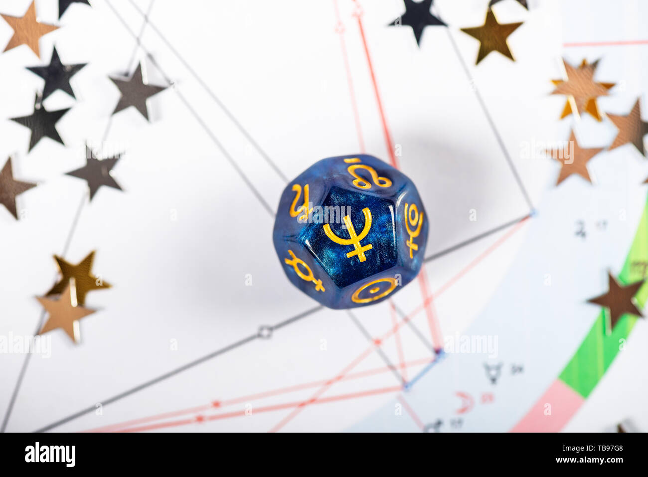 Astrology Dice with symbol of the planet Neptune on Natal Chart ...