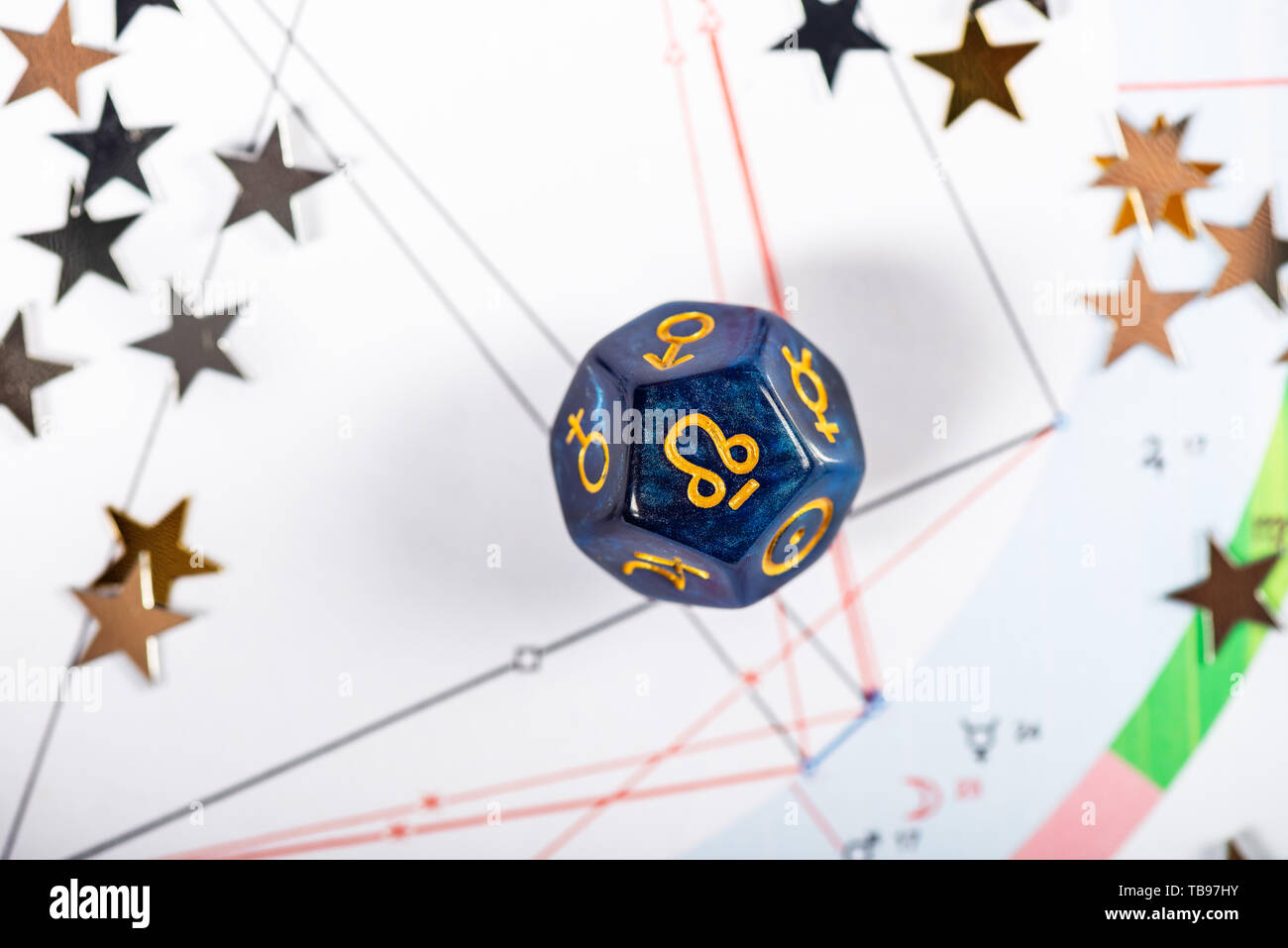 Astrology Dice with symbol of Rahu on Natal Chart Background Stock ...