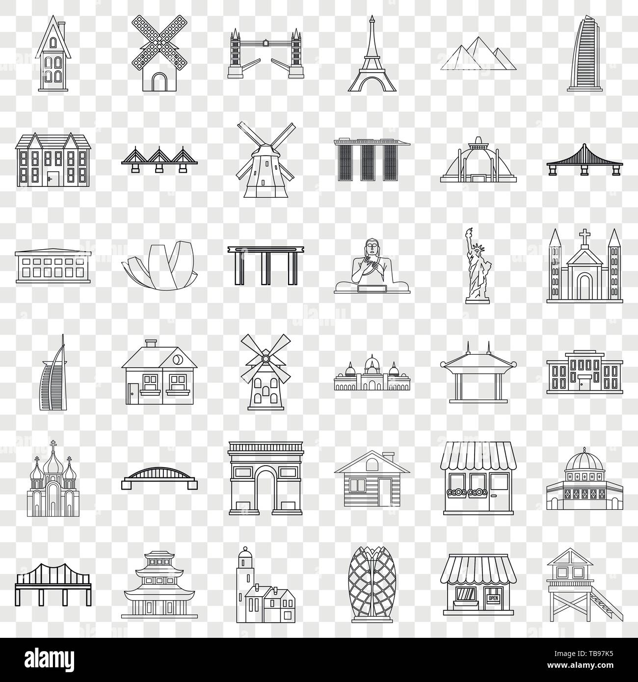 Statue icons set, outline style Stock Vector Image & Art - Alamy