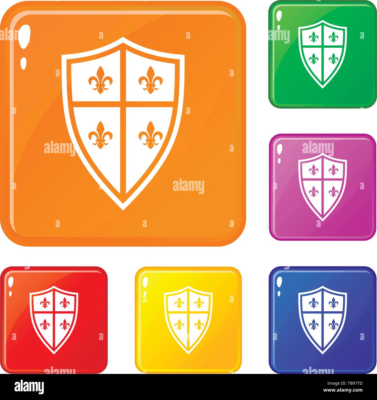Royal shield icons set vector color Stock Vector Image & Art - Alamy