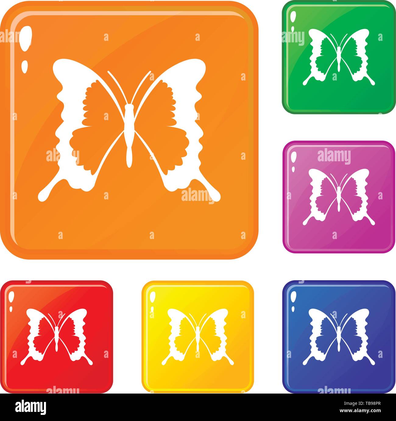 Swallowtail butterfly icons set vector color Stock Vector Image & Art ...