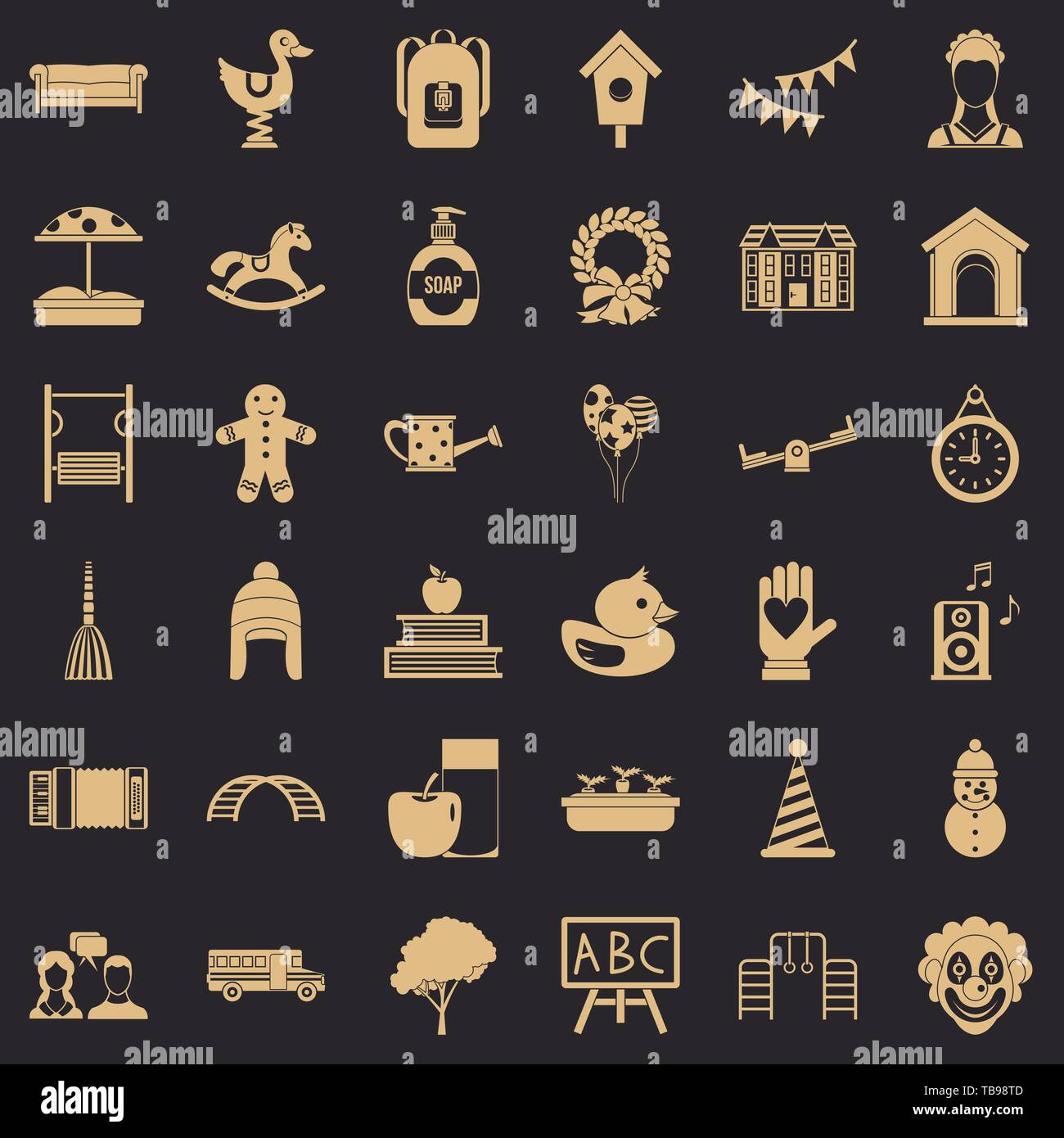 Kindergarten icons set, simple style Stock Vector Image & Art - Alamy