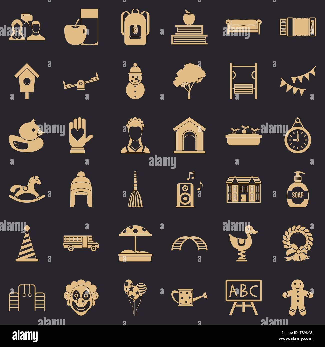 Childhood icons set, simple style Stock Vector Image & Art - Alamy