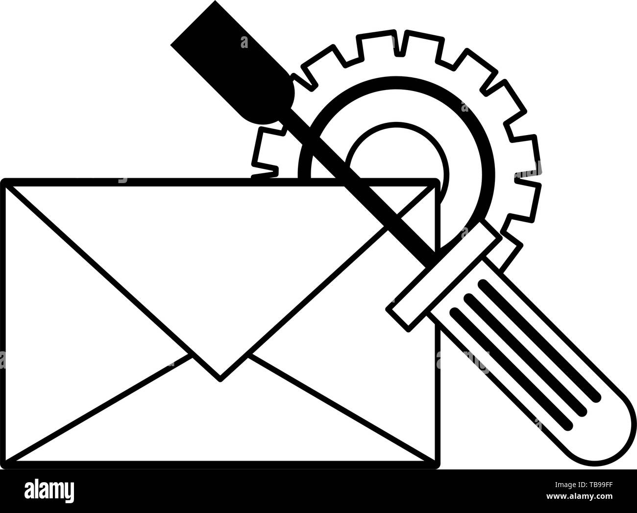 Email technical support symbols isolated in black and white Stock ... Email technical support symbols isolated in black and white Stock ...