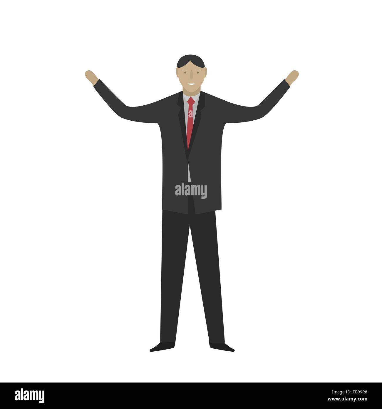 Businessman with hands up. Success concept Vector illustration Stock ...