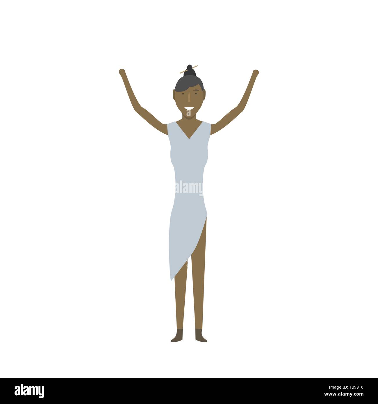 Cute African american woman with hands up. Success concept ...