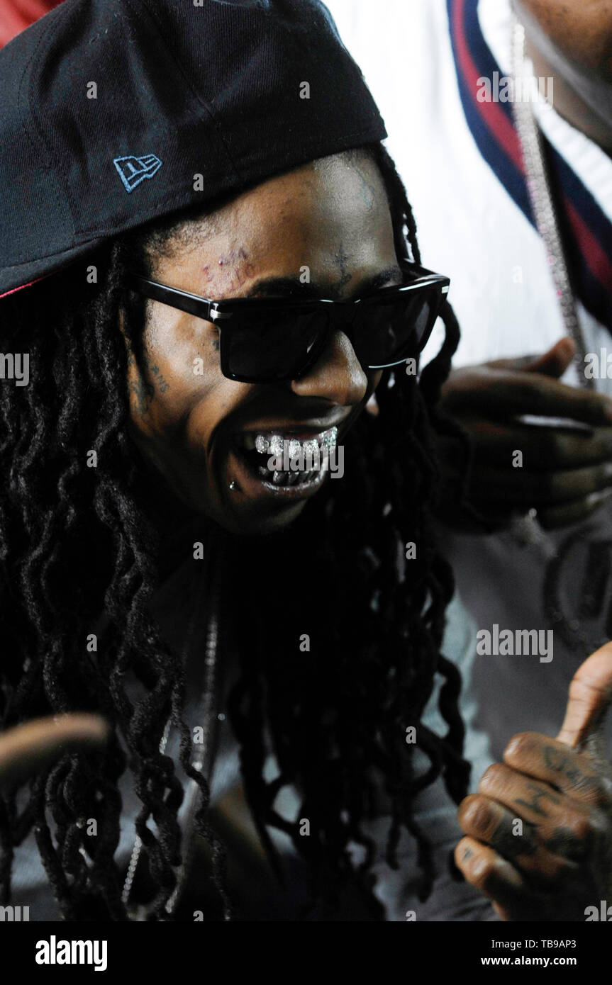 Rapper Lil Wayne on the set of his music video with Young Money called ...