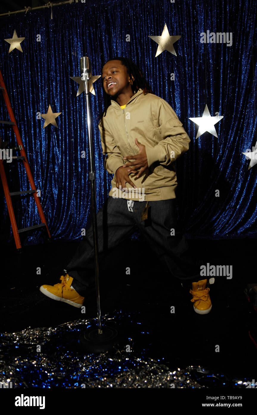 Rapper Lil Chuckee on the set of Lil Wayne's music video "Prom Queen ...