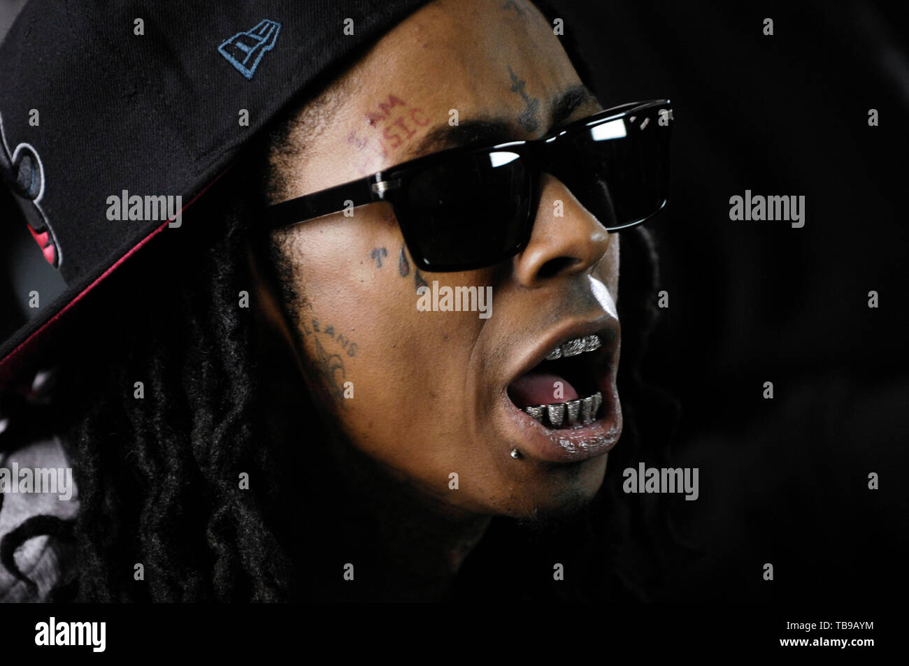 Rapper Lil Wayne on the set of his music video with Young Money called ...